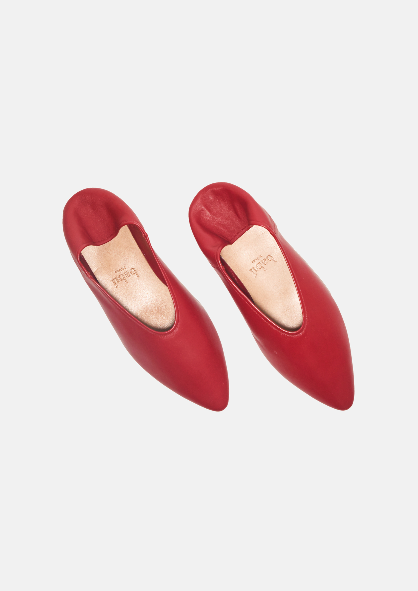 Red Leather Pointed Toe Flats | Handmade in Italy | Babú Milano · Babú